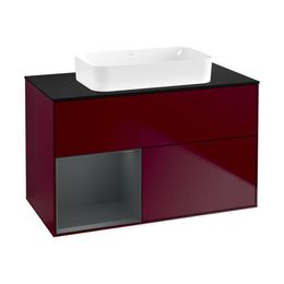 Villeroy & Boch Villeroy und Boch Finion Waschtischunterschrank F652HGHB 100x60,3x50,1cm, Regal links Midnight Blue Matt Lacquer, Peony Matt
