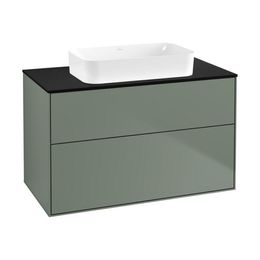 Villeroy & Boch Villeroy und Boch Finion Waschtischunterschrank G64200GM 100x60,3x50,1mm, Wandbeleuchtung, Glass Black Matt, Olive Matt Lacquer