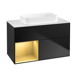 Villeroy & Boch Villeroy und Boch Finion Waschtischunterschrank F651HFPD 100x60,3x50,1cm, Regal links Gold matt, Black matt lacquer