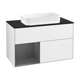 Villeroy & Boch Villeroy und Boch Finion Waschtischunterschrank F652GKGF 100x60,3x50,1cm, Regal links Anthracite matt, Glossy white lacquer