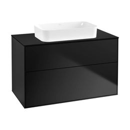 Villeroy & Boch Villeroy und Boch Finion Waschtischunterschrank F64200PD 100x60,3x50,1mm, Glass Black Matt, Black matt lacquer