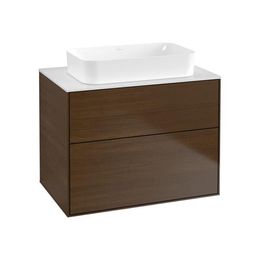 Villeroy & Boch Villeroy und Boch Finion Waschtischunterschrank F63100GN 80x60,3x50,1mm, Glass White Matt, Walnut veneer