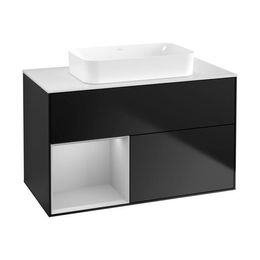 Villeroy & Boch Villeroy und Boch Finion Waschtischunterschrank F651GJPD 100x60,3x50,1cm, Regal links Light grey matt, Black matt lacquer