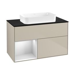 Villeroy & Boch Villeroy und Boch Finion Waschtischunterschrank F652MTHH 100x60,3x50,1cm, Regal links White matt lacquer, Sand Matt Lacquer