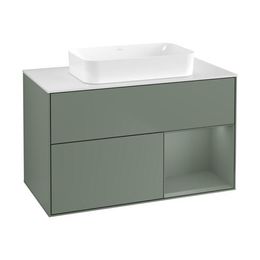 Villeroy & Boch Villeroy und Boch Finion Waschtischunterschrank F661GMGM 100x60,3x50,1cm, Regal rechts Olive Matt Lacquer, Olive Matt Lacquer