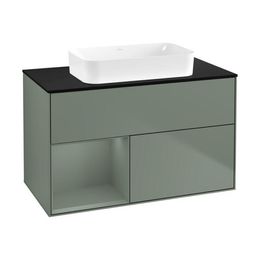 Villeroy & Boch Villeroy und Boch Finion Waschtischunterschrank F652GMGM 100x60,3x50,1cm, Regal links Olive Matt Lacquer, Olive Matt Lacquer