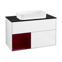 Villeroy & Boch Villeroy und Boch Finion Waschtischunterschrank F652HBGF 100x60,3x50,1cm, Regal links Peony, Glossy white lacquer