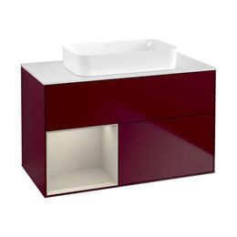 Villeroy & Boch Villeroy und Boch Finion Waschtischunterschrank F651HHHB 100x60,3x50,1cm, Regal links Sand Matt Lacquer, Peony Matt