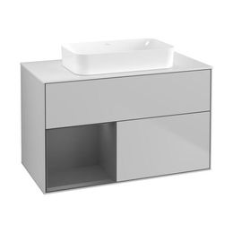Villeroy & Boch Villeroy und Boch Finion Waschtischunterschrank F651GKGJ 100x60,3x50,1cm, Regal links Anthracite matt, Light grey matt