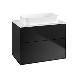 Villeroy & Boch Villeroy und Boch Finion Waschtischunterschrank G63100PD 80x60,3x50,1mm, Wandbeleuchtung, Glass White Matt, Black matt lacquer