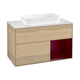 Villeroy & Boch Villeroy und Boch Finion Waschtischunterschrank F661HBPC 100x60,3x50,1cm, Regal rechts Peony, Oak Veneer