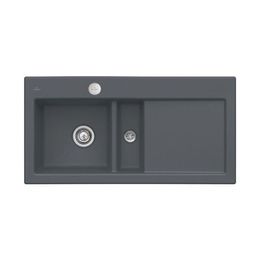 Villeroy & Boch Villeroy und Boch Subway Fl&auml;chenb&uuml;ndige Sp&uuml;le 67702Fi4 Becken links, mit Ablaufgarnitur und Excenterbet&auml;tigung, Graphit
