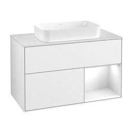 Villeroy & Boch Villeroy und Boch Finion Waschtischunterschrank F661GFGF 100x60,3x50,1cm, Regal rechts Glossy white lacquer, Glossy white lacquer