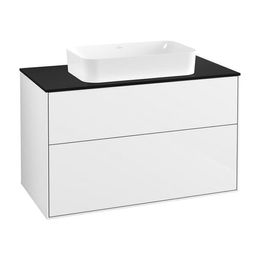 Villeroy & Boch Villeroy und Boch Finion Waschtischunterschrank F64200GF 100x60,3x50,1mm, Glass Black Matt, Glossy white lacquer