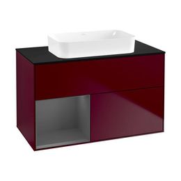 Villeroy & Boch Villeroy und Boch Finion Waschtischunterschrank F652GKHB 100x60,3x50,1cm, Regal links Anthracite matt, Peony Matt