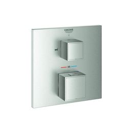 Grohe Grohtherm Cube Fertigmontageset 24155DC0 supersteel, UP-Wannen-Thermostat mit 2-Wege-Umstellung