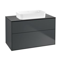 Villeroy & Boch Villeroy und Boch Finion Waschtischunterschrank G64200HG 100x60,3x50,1mm, Wandbeleuchtung, Glass Black Matt, Midnight Blue Matt Lacquer