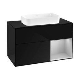 Villeroy & Boch Villeroy und Boch Finion Waschtischunterschrank G662GJPH 100x60,3x50,1cm, Regal rechts Light grey matt, Glossy Black Lacquer