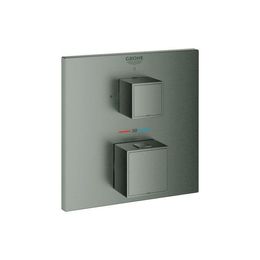 Grohe Grohtherm Cube Fertigmontageset 24153AL0 hard graphite geb&uuml;rstet, UP-Brause-Thermostat