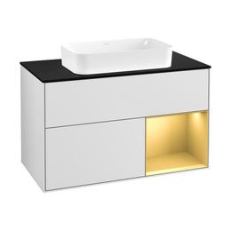 Villeroy & Boch Villeroy und Boch Finion Waschtischunterschrank G662HFMT 100x60,3x50,1cm, Regal rechts Gold matt, White matt lacquer