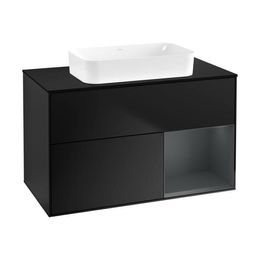 Villeroy & Boch Villeroy und Boch Finion Waschtischunterschrank G662HGPD 100x60,3x50,1cm, Regal rechts Midnight Blue Matt Lacquer, Black matt lacquer