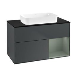 Villeroy & Boch Villeroy und Boch Finion Waschtischunterschrank G662GMHG 100x60,3x50,1cm, Regal rechts Olive Matt Lacquer, Midnight Blue Matt Lacquer