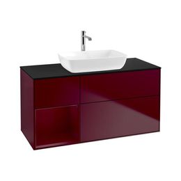 Villeroy & Boch Villeroy und Boch Finion Waschtischunterschrank G822HBHB 120cm, Abdeckplatte black matt, Emotion, Regale Peony matt lacquer, Peony Matt
