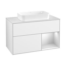 Villeroy & Boch Villeroy und Boch Finion Waschtischunterschrank G661MTGF 100x60,3x50,1cm, Regal rechts White matt lacquer, Glossy white lacquer