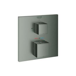 Grohe Grohtherm Cube Fertigmontageset 24155AL0 hard graphite geb&uuml;rstet, UP-Wannen-Thermostat mit 2-Wege-Umstellung