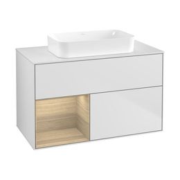 Villeroy & Boch Villeroy und Boch Finion Waschtischunterschrank G651PCMT 100x60,3x50,1cm, Regal links Oak Veneer, White matt lacquer