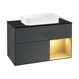 Villeroy & Boch Villeroy und Boch Finion Waschtischunterschrank G662HFHG 100x60,3x50,1cm, Regal rechts Gold matt, Midnight Blue Matt Lacquer