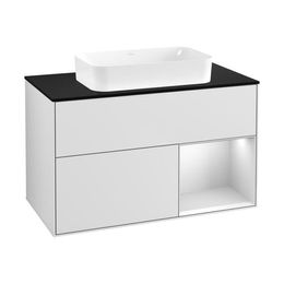 Villeroy & Boch Villeroy und Boch Finion Waschtischunterschrank F662MTMT 100x60,3x50,1cm, Regal rechts White matt lacquer, White matt lacquer