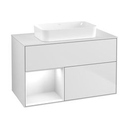 Villeroy & Boch Villeroy und Boch Finion Waschtischunterschrank G651GFMT 100x60,3x50,1cm, Regal links Glossy white lacquer, White matt lacquer