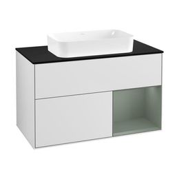 Villeroy & Boch Villeroy und Boch Finion Waschtischunterschrank G662GMMT 100x60,3x50,1cm, Regal rechts Olive Matt Lacquer, White matt lacquer