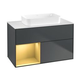 Villeroy & Boch Villeroy und Boch Finion Waschtischunterschrank G651HFHG 100x60,3x50,1cm, Regal links Gold matt, Midnight Blue Matt Lacquer