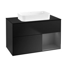 Villeroy & Boch Villeroy und Boch Finion Waschtischunterschrank G662GKPD 100x60,3x50,1cm, Regal rechts Anthracite matt, Black matt lacquer