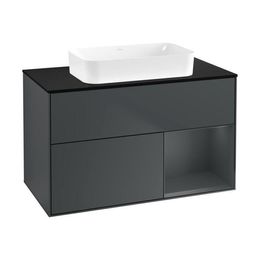Villeroy & Boch Villeroy und Boch Finion Waschtischunterschrank F662HGHG 100x60,3x50,1cm, Regal rechts Midnight Blue Matt Lacquer, Midnight Blue Matt Lacquer