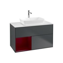 Villeroy & Boch Villeroy und Boch Finion Waschtischunterschrank F771HBHG 100cm, Abdeckplatte white matt, Regale Peony matt lacquer, Midnight Blue Matt Lacquer