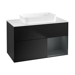 Villeroy & Boch Villeroy und Boch Finion Waschtischunterschrank G661HGPD 100x60,3x50,1cm, Regal rechts Midnight Blue Matt Lacquer, Black matt lacquer