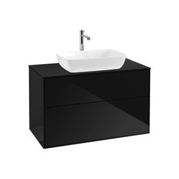 Villeroy & Boch Villeroy und Boch Finion Waschtischunterschrank G76200PH 100x60,3cm, Emotion, Abdeckplatte black matt, Glossy Black Lacquer