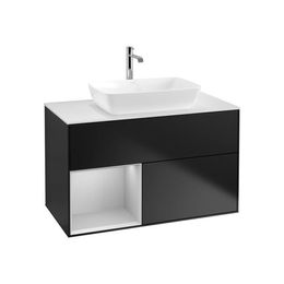 Villeroy & Boch Villeroy und Boch Finion Waschtischunterschrank F771GJPD 100cm, Abdeckplatte white matt, Regale Light grey matt lacquer, Black matt lacquer