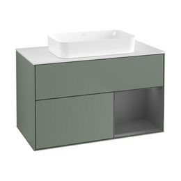 Villeroy & Boch Villeroy und Boch Finion Waschtischunterschrank G661GKGM 100x60,3x50,1cm, Regal rechts Anthracite matt, Olive Matt Lacquer