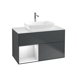 Villeroy & Boch Villeroy und Boch Finion Waschtischunterschrank F771MTHG 100cm, Abdeckplatte white matt, Regale White matt lacquer, Midnight Blue Matt Lacquer
