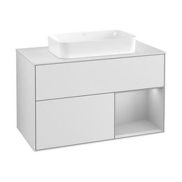 Villeroy & Boch Villeroy und Boch Finion Waschtischunterschrank G661GJMT 100x60,3x50,1cm, Regal rechts Light grey matt, White matt lacquer