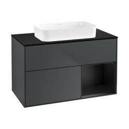 Villeroy & Boch Villeroy und Boch Finion Waschtischunterschrank G662PDHG 100x60,3x50,1cm, Regal rechts Black matt lacquer, Midnight Blue Matt Lacquer