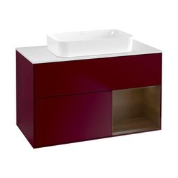 Villeroy & Boch Villeroy und Boch Finion Waschtischunterschrank G661GNHB 100x60,3x50,1cm, Regal rechts Walnut veneer, Peony Matt