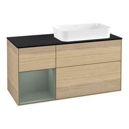 Villeroy & Boch Villeroy und Boch Finion Waschtischunterschrank F682GMPC 120x60,3x50,1cm, Regal links Olive Matt Lacquer, Oak Veneer