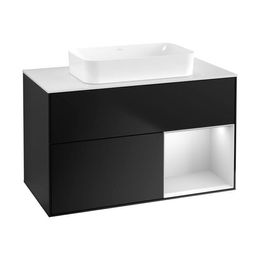 Villeroy & Boch Villeroy und Boch Finion Waschtischunterschrank G661MTPD 100x60,3x50,1cm, Regal rechts White matt lacquer, Black matt lacquer