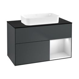 Villeroy & Boch Villeroy und Boch Finion Waschtischunterschrank G662MTHG 100x60,3x50,1cm, Regal rechts White matt lacquer, Midnight Blue Matt Lacquer