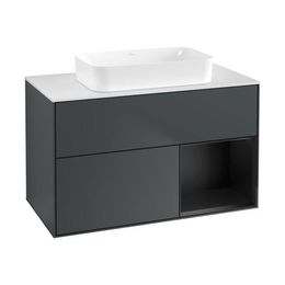 Villeroy & Boch Villeroy und Boch Finion Waschtischunterschrank G661PDHG 100x60,3x50,1cm, Regal rechts Black matt lacquer, Midnight Blue Matt Lacquer